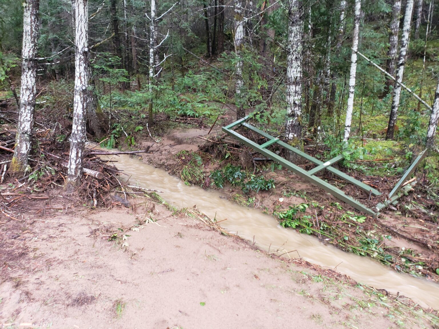 Bridge out on Timber Valley Trail | Timber Valley SKP Park of Oregon, Inc