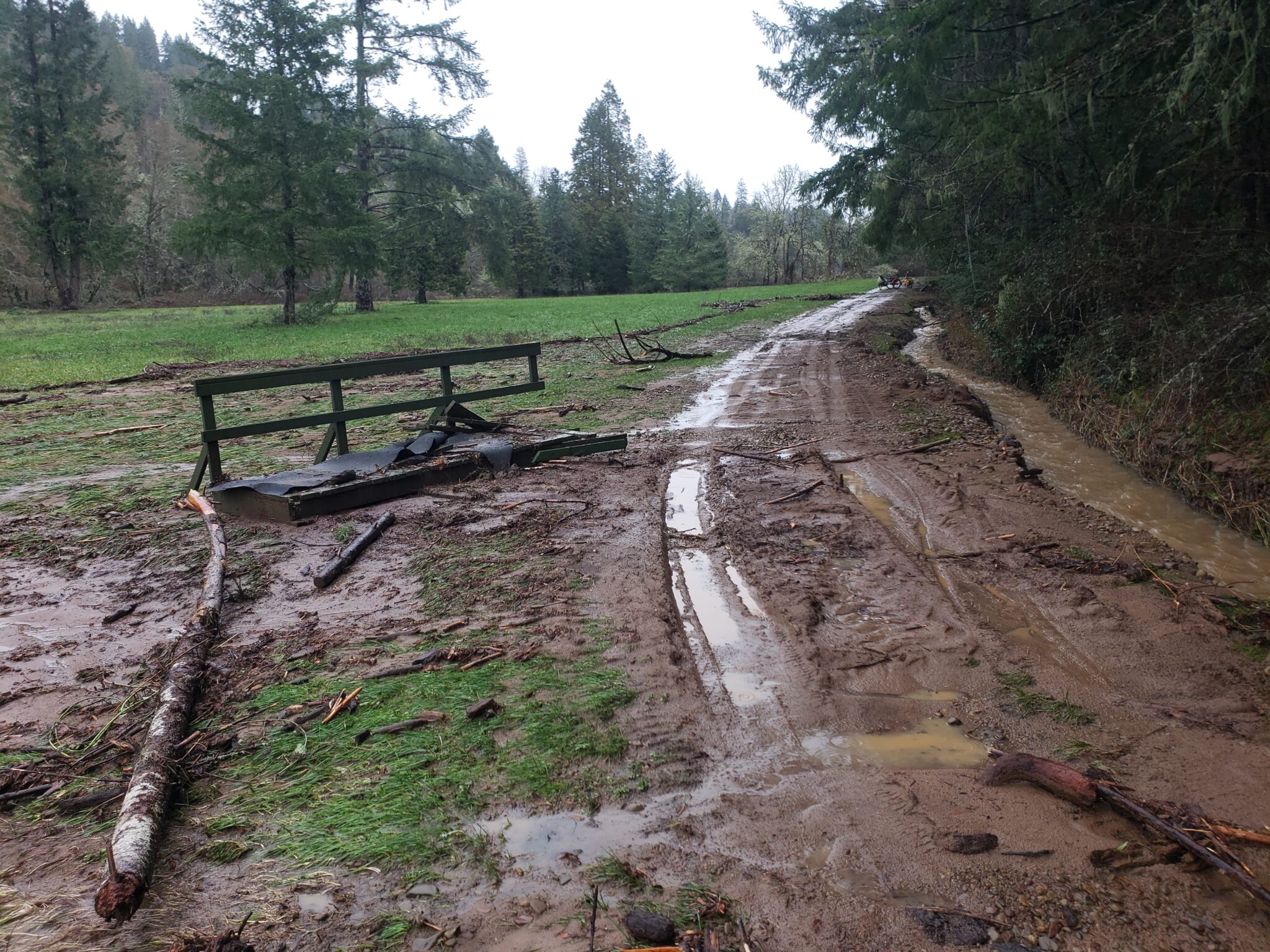 Bridge out on Timber Valley Trail | Timber Valley SKP Park of Oregon, Inc